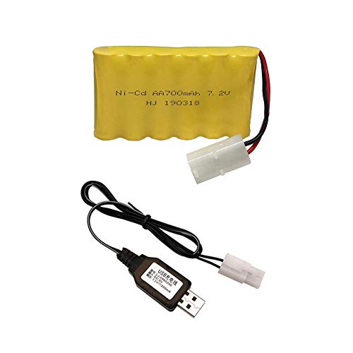 Parts & Accessories 7.2V 700mah AA NI-CD Battery with 7.2V Charger Set for RC Electric Toys car Telerobot Boat Remote Control Tank L6.2-2P Plug - (Color: Yellow)