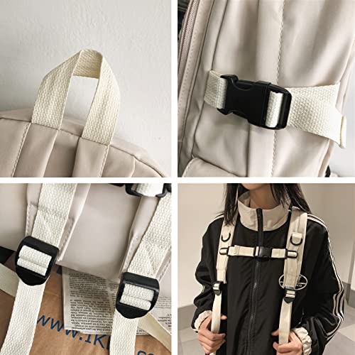 JARKJARD Kawaii Backpack Cute Aesthetic Backpack for School College Student Travel Bookbag for Girls Large Capacity Casual Daypack(White)