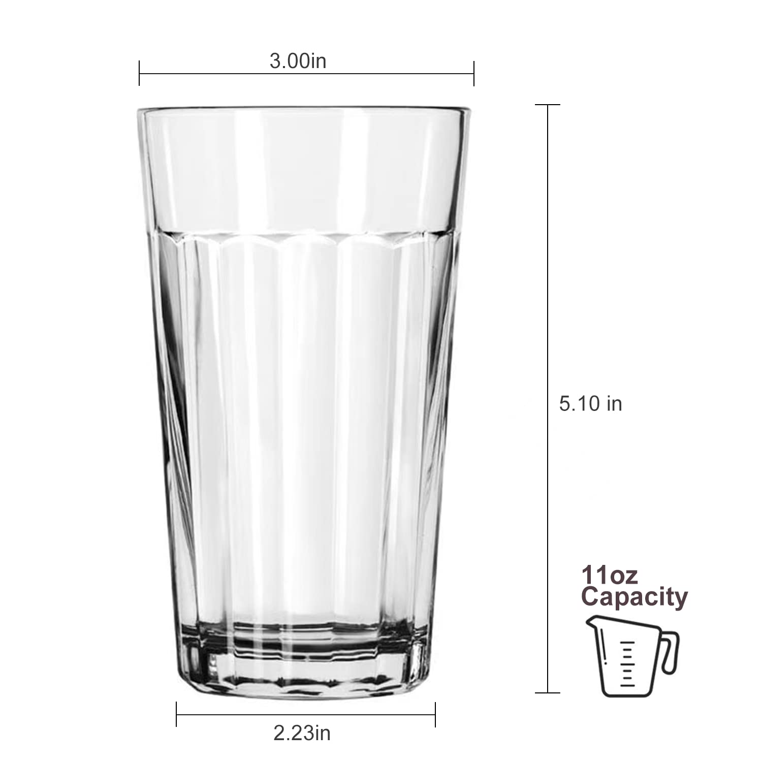 Cadamada Drinking Glasses,11oz Stackable Juice Glasses,Bar Glasses for Cocktails, Wine, Whiskey, Night Parties, Birthday Parties, and Gifts (12PCS)