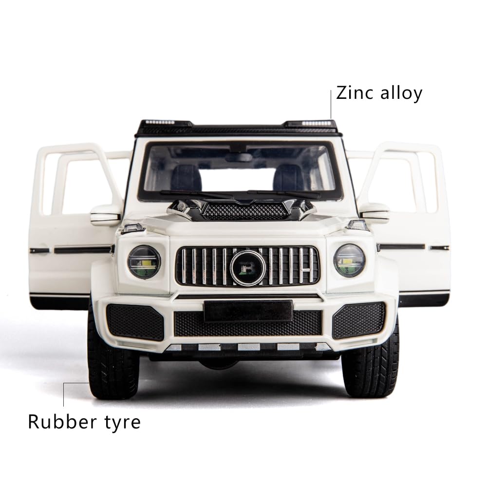 WAKAKAC 1/18 Scale Benz Model Car for Adults Collectible,Pull Back Vehicles with Music and Light,Hood Can Be Opened Cars(White)