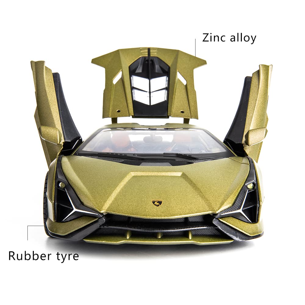 WAKAKAC Compatible for 1/18 Scale Sian Die-cast Model Car with Sound and Light Pull Back Collection Toy Car for Boys Adult(Army Green)