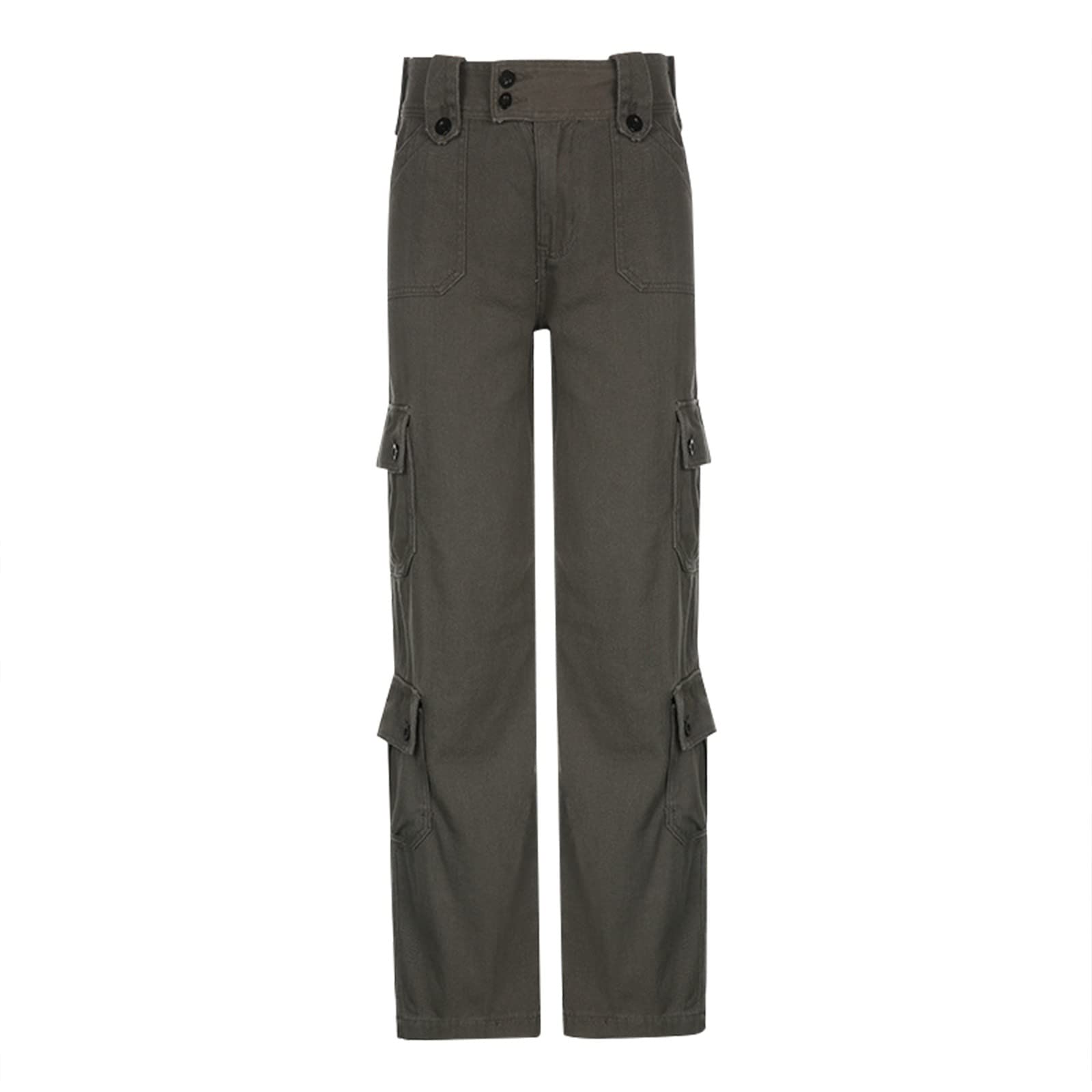 Cargo Pants Women Low Waist Wide Leg Baggy Jogger Harajuku Vintage Y2k Relaxed Casual Work Pants Lounge Pants Gray Medium
