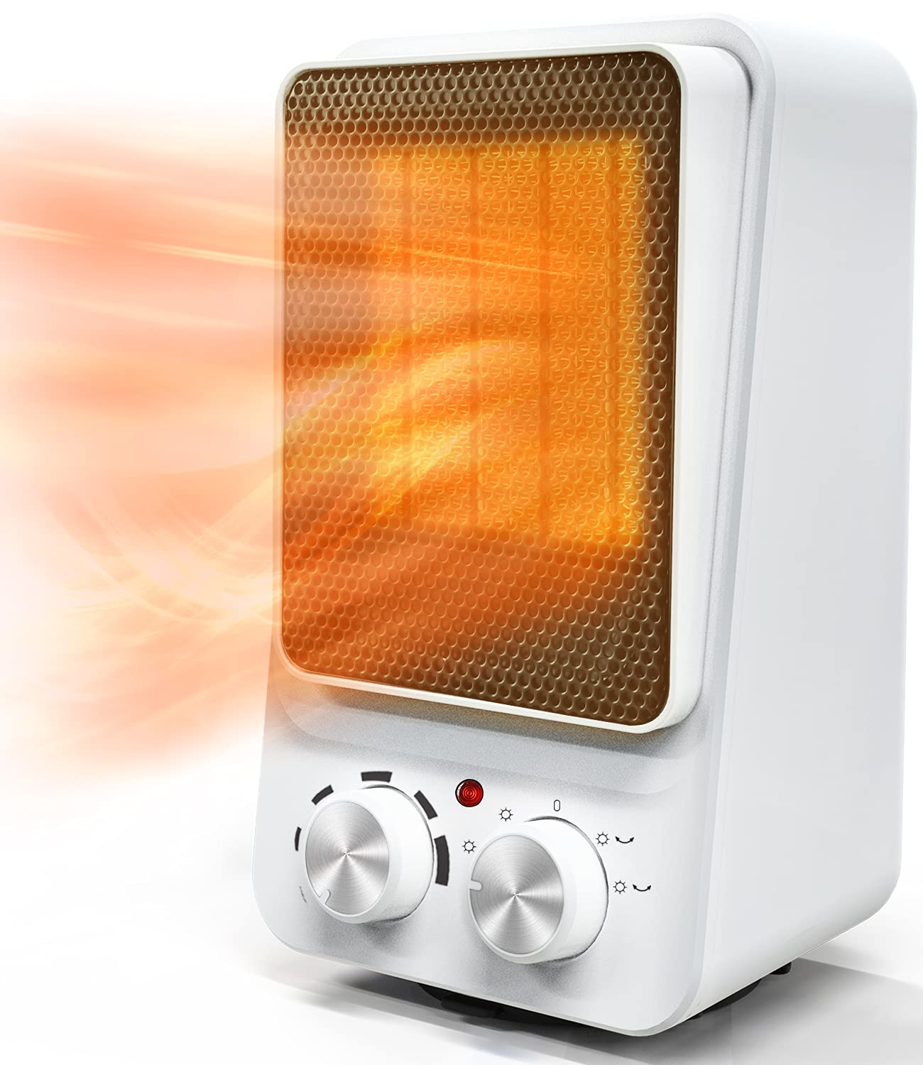 Small Space Heater White Electric Ceramic Heater 1500W, Mini Indoor Portable Heater with Tip-Over and Overheat Protection for Bedroom, Office and Desk
