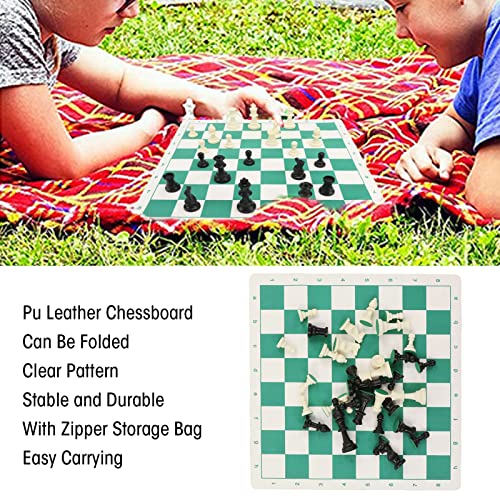 Portable Chess Checkers Set, 2 in 1 Travel Board Games Folding Roll Up Board Travel Chess Checkers Games Set with Zipper Storage Bag Beginner Chess Set for Kids and Adults