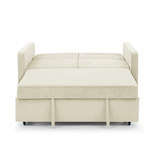 FANYE 3 in 1 Sleeper Sofa Bed,Contemporary Minimalist 2 Seater Loveseat Convertible Sofa&Couch with Pull Out Sofabed and Side Storage Pockets for Home,Office,Apartment,RV Living Room Furniture