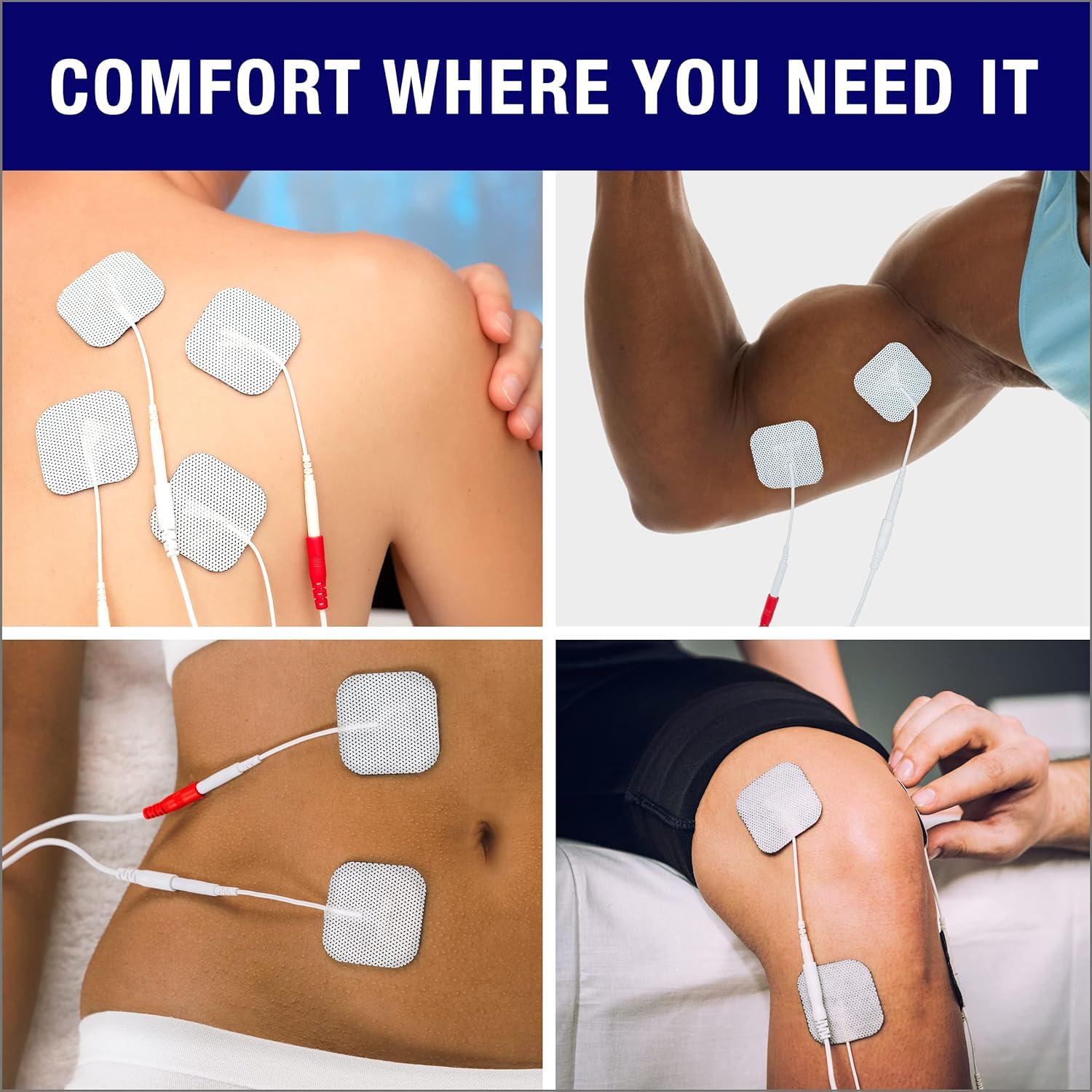 Syrtenty TENS Unit Pads 2"X2" 3rd Gen Reusable Latex-Free Replacement Pads Electrode Pads with Upgraded Sticky Electrode Pads Gel and Non-Irritating Design for Muscle Stimulator Electrotherapy (20)
