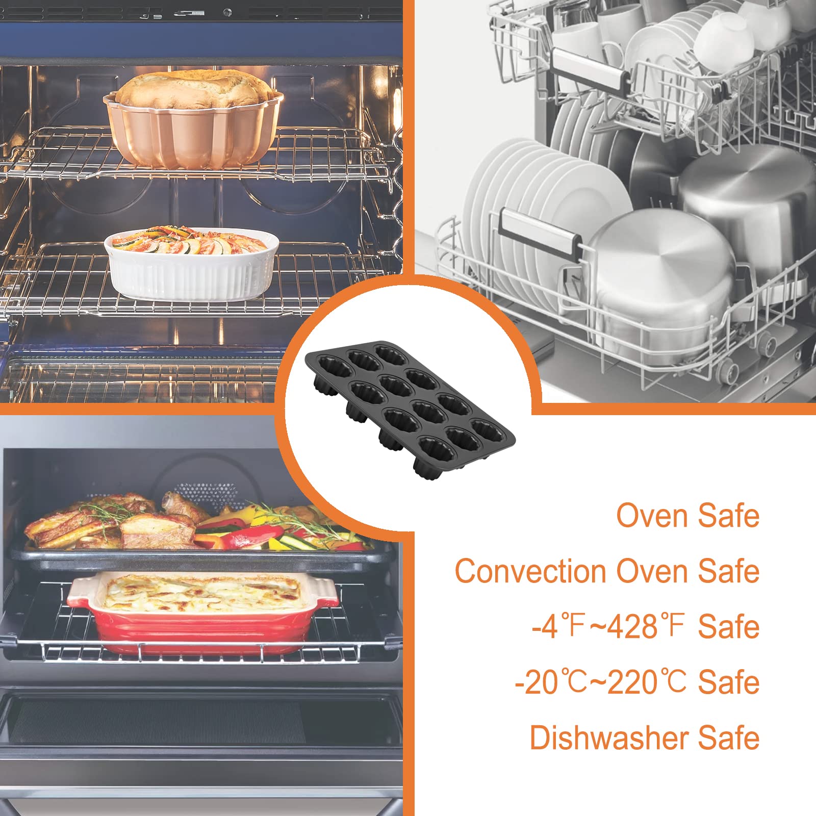 CHEFMADE Canele Cake Pan, Nonstick 12 Cavity Canele Muffin Bakeware