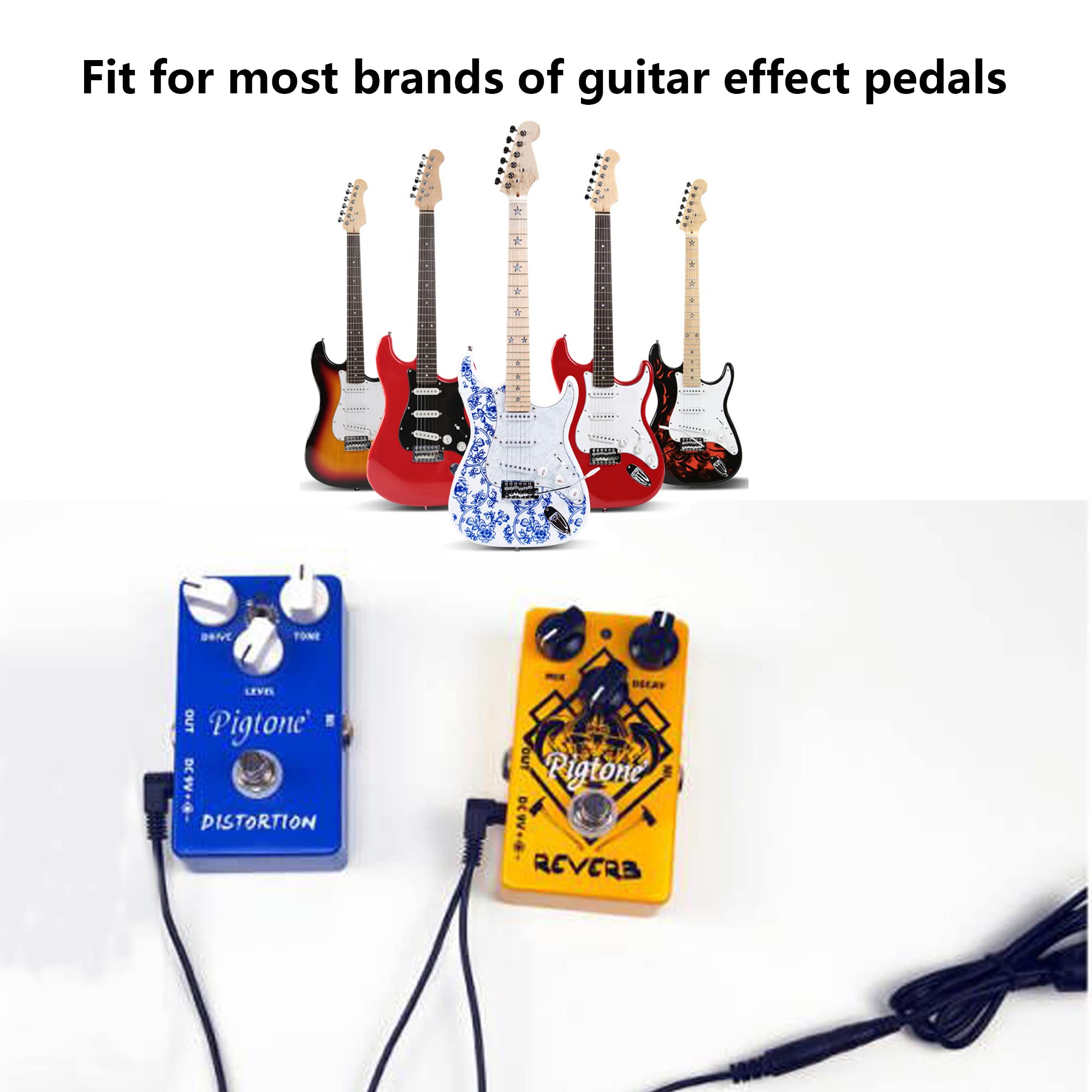 GELRHONR Daisy Chain Guitar Effect Pedal Power Supply Splitter Cable,Right Angle DC 5.5x2.1mm Cable,90 Degree DC 5521 Female to 2 Male Y Cable for CCTV Security Camera,DVR,LED Strip Light Etc(1 to 2)