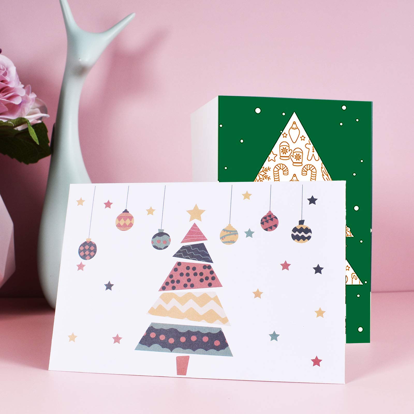 Christmas Cards Set Holiday Cards - Set of 24 cards 6 Assorted Designs, versed inside with envelopes