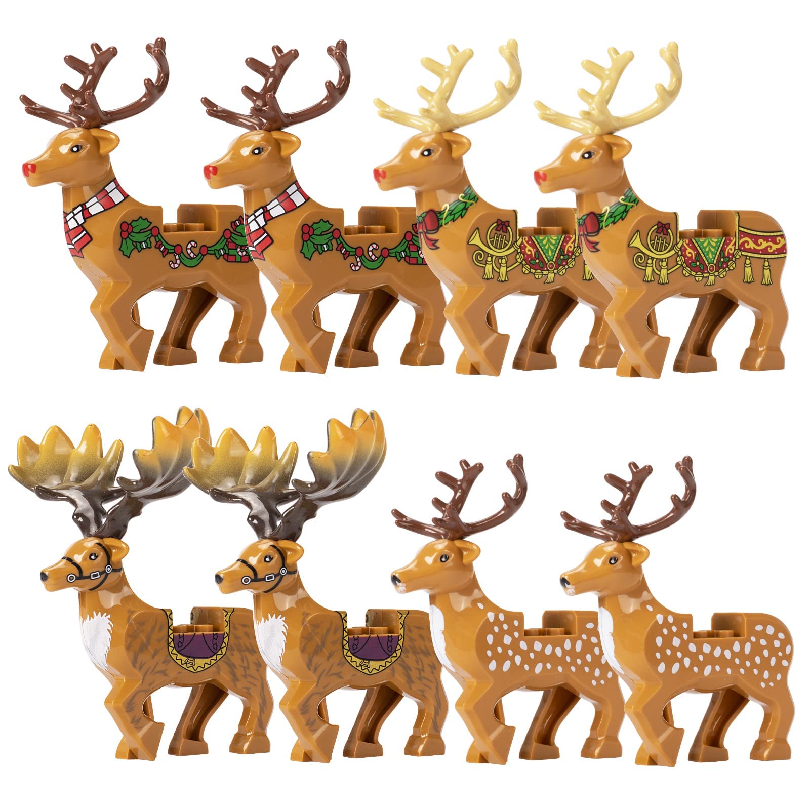 Sawaruita Christmas Reindeer Figures Animals Building Blocks Model Brick Set Accessories Decorations, Christmas Tree Ornaments Toys Compatible with Major Brand