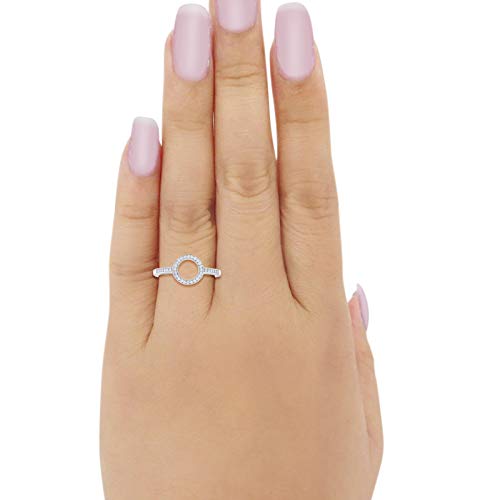 Blue Apple Co. O Open Circle Ring Round Simulated Cubic Zirconia 925 Sterling Silver Size-7