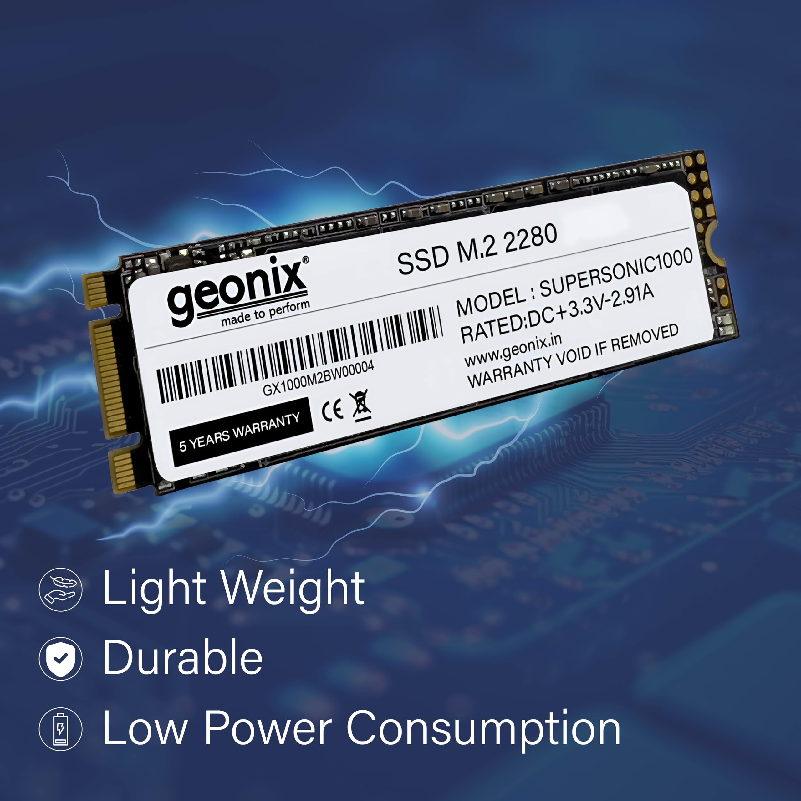 Geonix Black 128GB SSD M.2 2280 SATA III (6Gb/s)|Read Speed Upto 550 Mbps | Internal Solid State Drive(SSD)| 3years Warranty