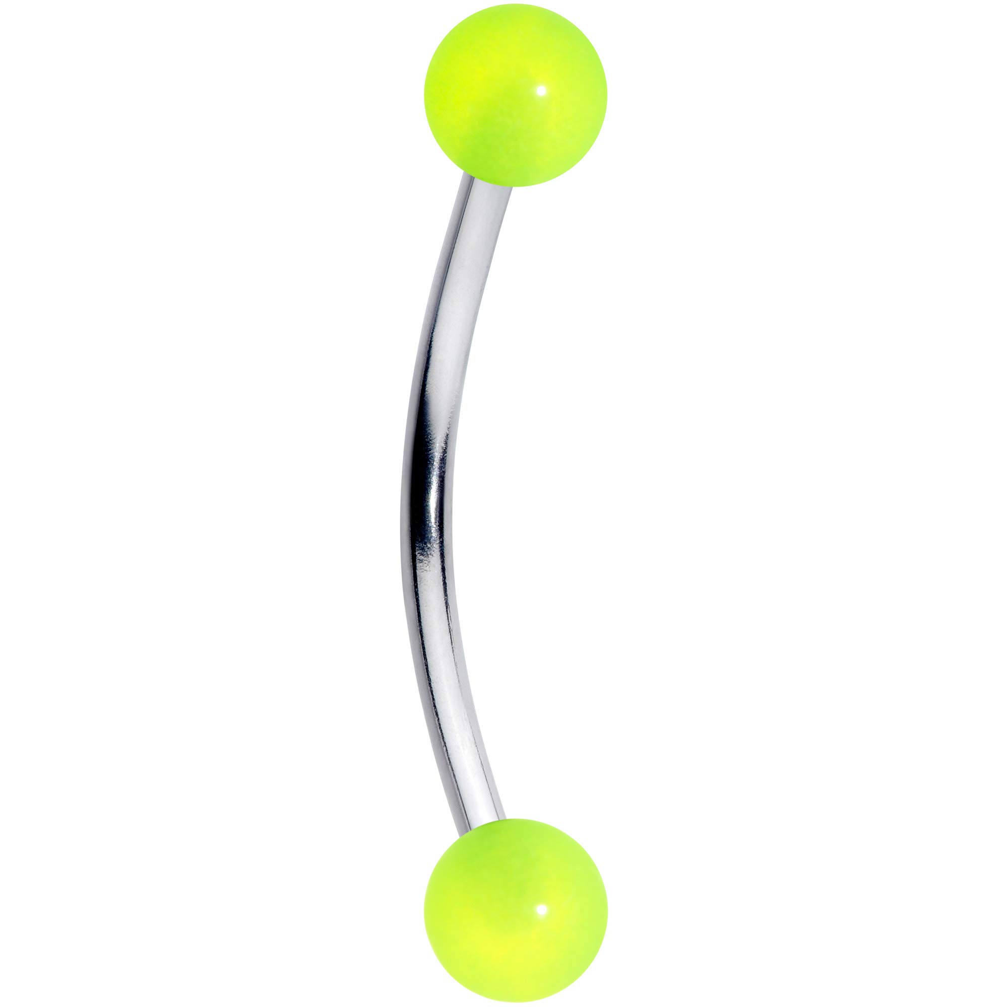 Body Candy 9/16” Steel Green Glow Ball End Curved Barbell Bridge Erl Tongue Ring Snake Eyes Piercing 16G