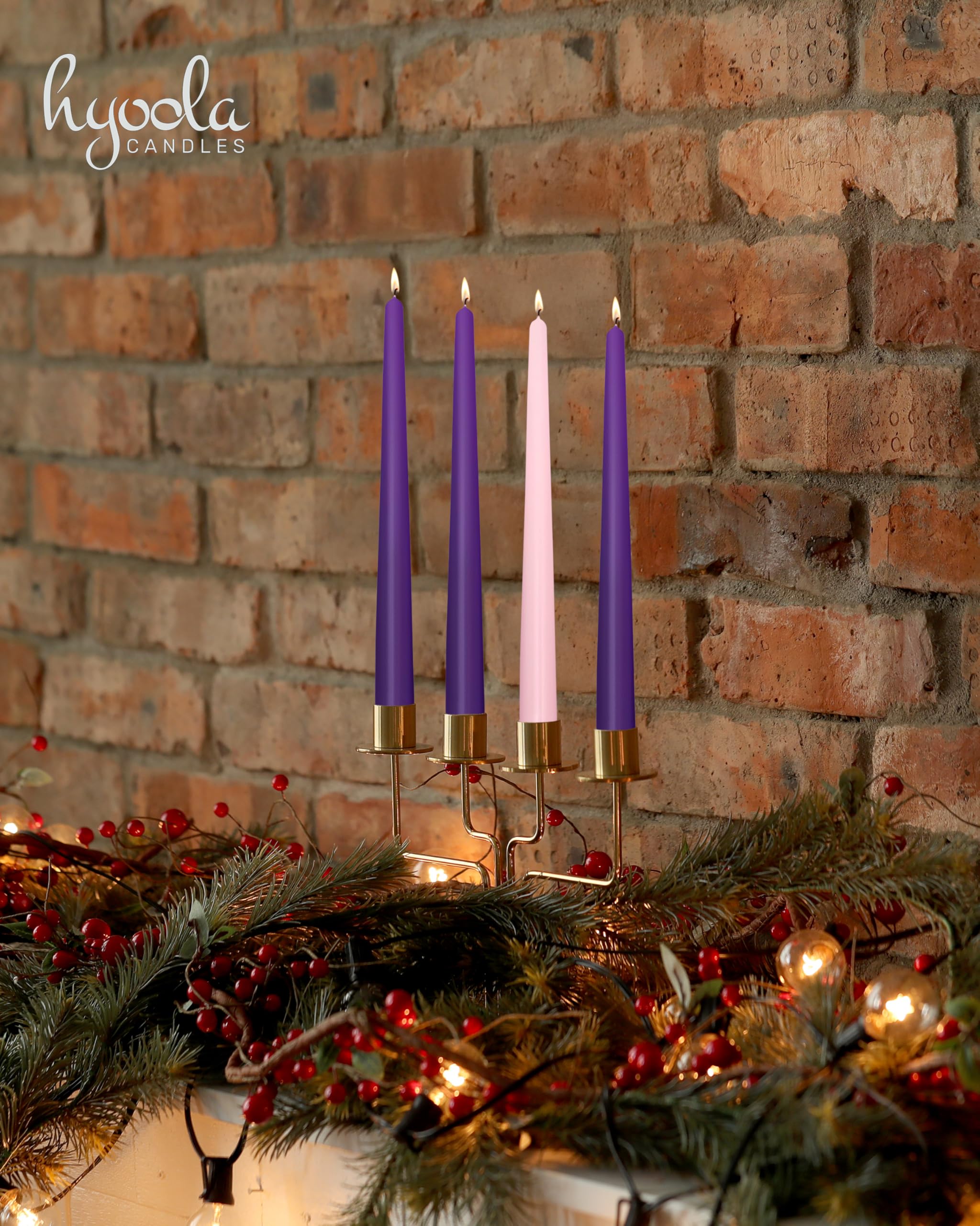Hyoola Tall Taper Candles - 10 Inch White Unscented Dripless Taper Candles - 8 Hour Burn Time - 4 Pack