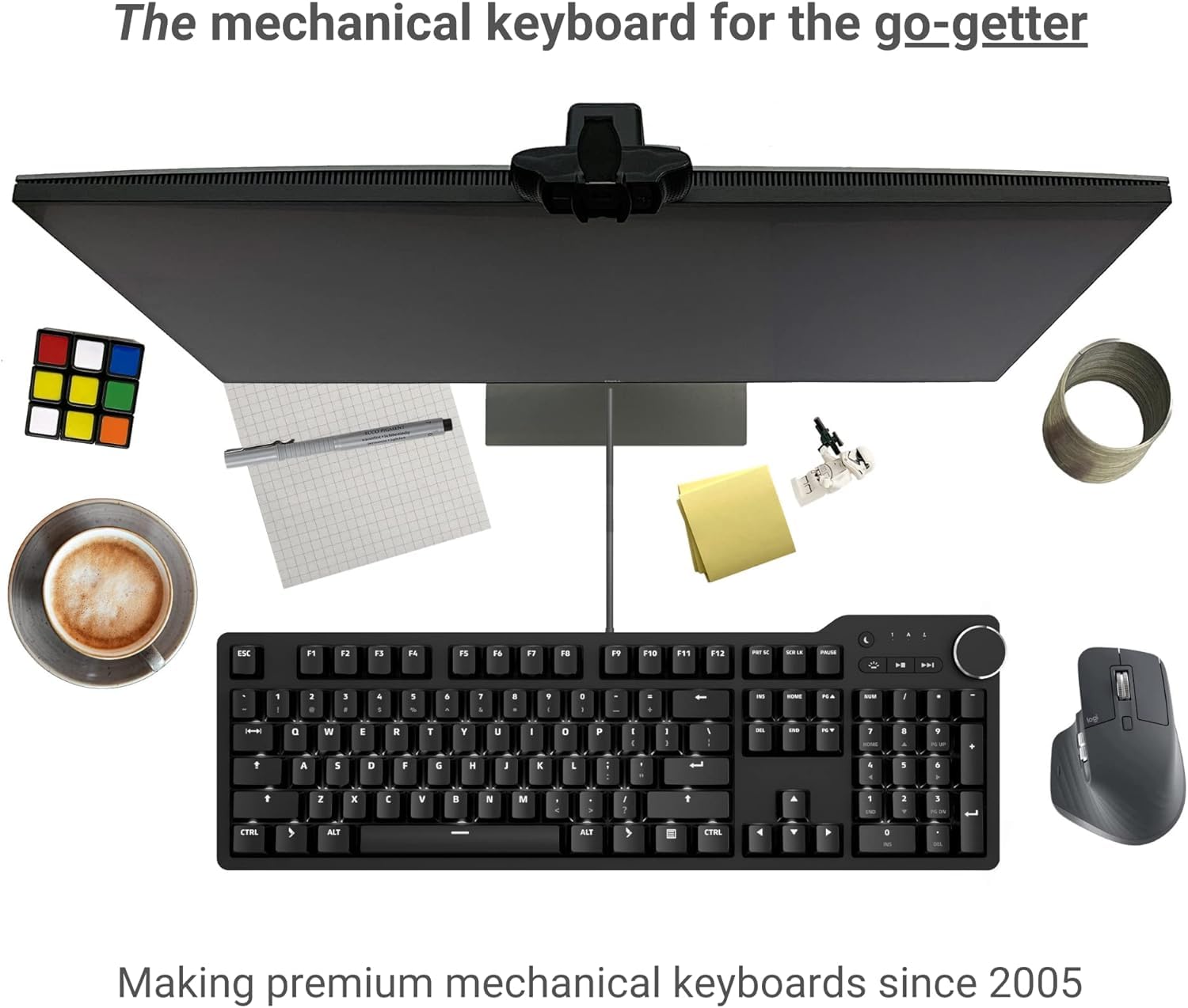 Das Keyboard 6 Professional Backlit Wired Mechanical Keyboard – Tactile Cherry MX Brown Switches, Shine-Through Keycaps, 2-Port USB C Hub, Media Controls, Durable Aluminum Enclosure, Volume Knob, NKRO