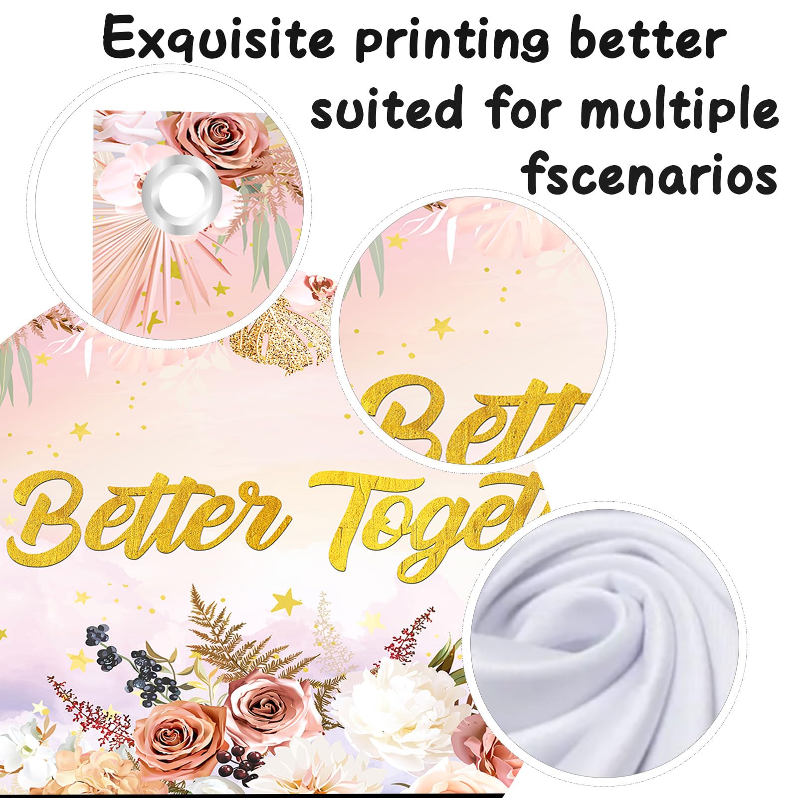 Dill-Dall Better Together Backdrop, Bridal Shower Party Decorations Banner Floral Pampas Grass She Said Yes Just Engaged Engagement Photography Background Supplies, 6x4ft
