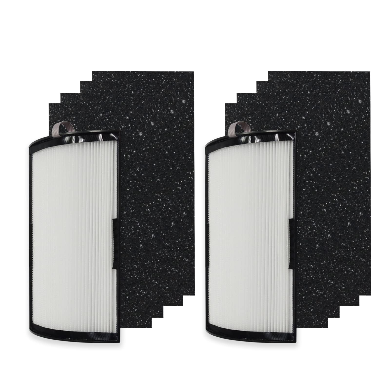 PUREBURG Replacement Filter Set Compatible with Hunter HPF500 Tower Air Purifier, 2-Pack H13 HEPA + 8 Activated Carbon Pre-Filters Air Clean Dust VOCs