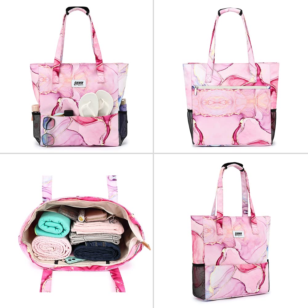 SHWN original pink marble waterproof shoulder bag, suitable for gym beach travel daily bag upgrade version