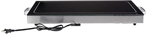 Megachef Electric Warming Tray with Adjustable Temperature Control, 24 in, Silver, Black