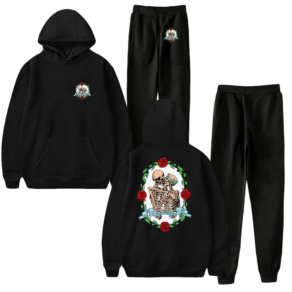 BQXZAKG XPLR Forever Hoodie Pants Sam and Colby Sets Merch Men Women Long Sleeve Pullover Sets (black,L)