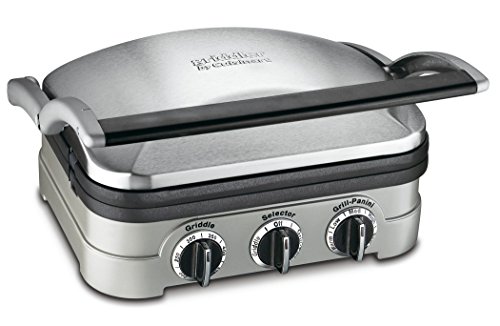 Cuisinart GR-4N 5-in-1 Griddler, Silver, Black Dials (Renewed)