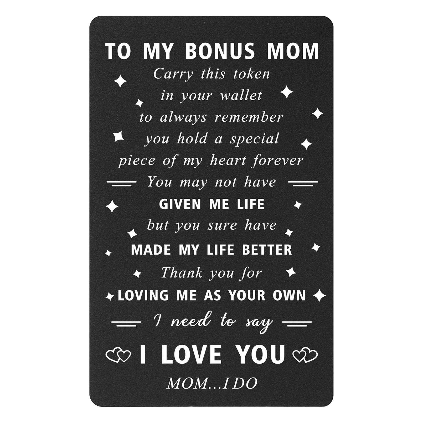 ENGZHI Stepmom Gifts Bonus Mom Wallet Card - I Love You Mom ... I Do - Step Mom Gifts Stepmother Birthday Card, Mothers Day, Christmas