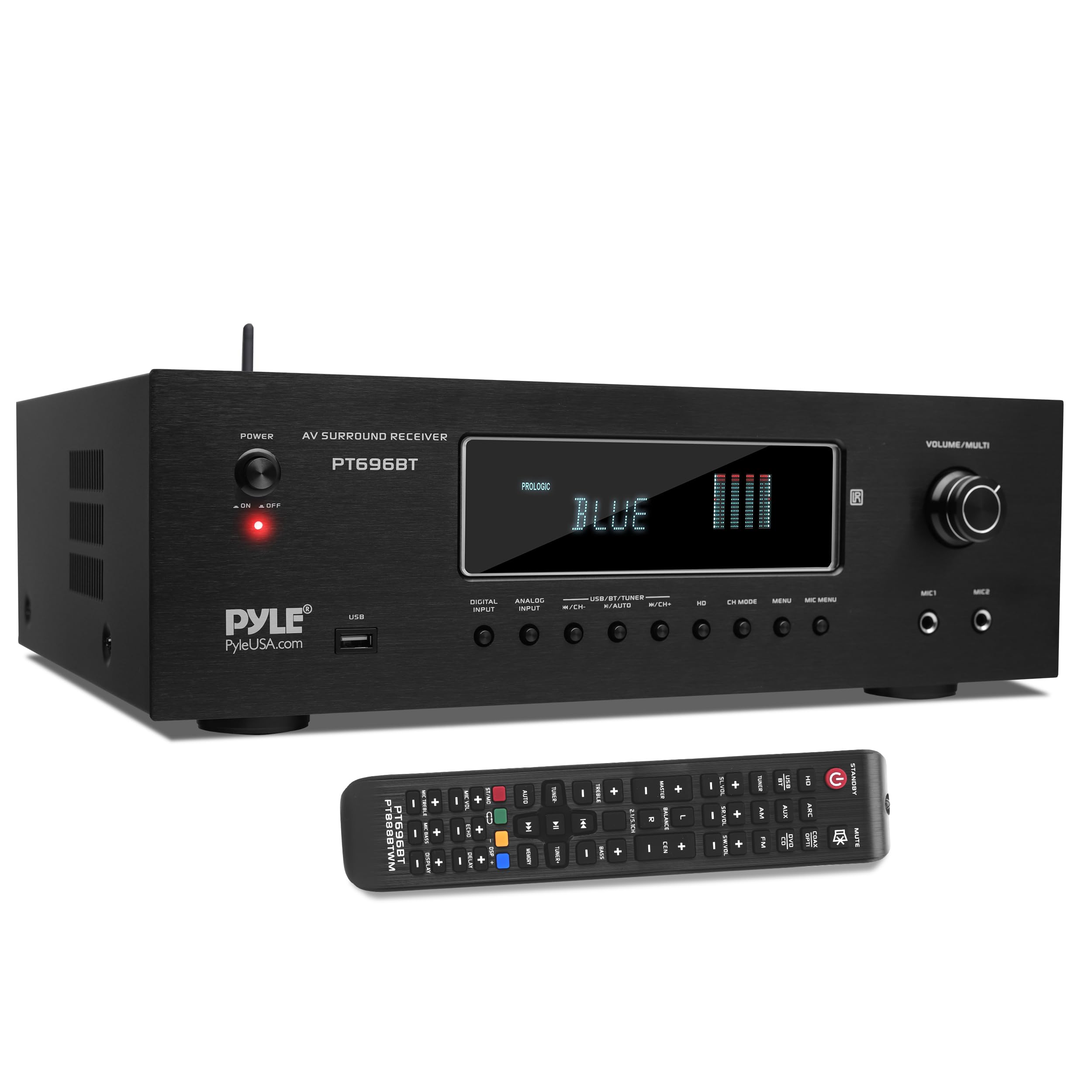 Pyle 10ââ Portable PA Speaker System - Wireless BT Streaming PA & Karaoke Party Audio Speaker, Two Wireless Mic, Wired Microphone, Tablet Stand, Flashing Party Lights, MP3/USB//FM Radio - PHPWA10TB