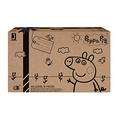 Peppa Pig Shopping Mall with Family, Includes 1 Connectable Mall Playset, 4 Character Toy Figures, 2 Chairs, 1 Pizza Table, 1 Toy Boat – for Kids - AMAZON EXCLUSIVE