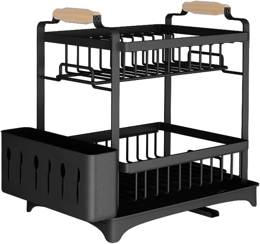 MCUIATN Dish Drying Rack -Multifunctional Dish Rack (Black)