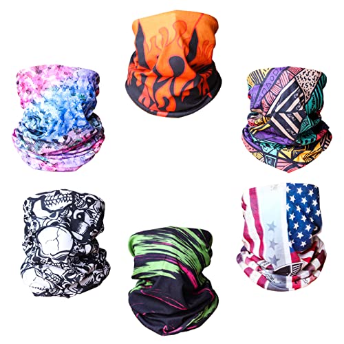 Candygirl 6PCS Neck Gaiter Face Mask Scarf Magic Sun UV Protection Headband Face Cover Bandana for Workout Yoga Hiking Cycling