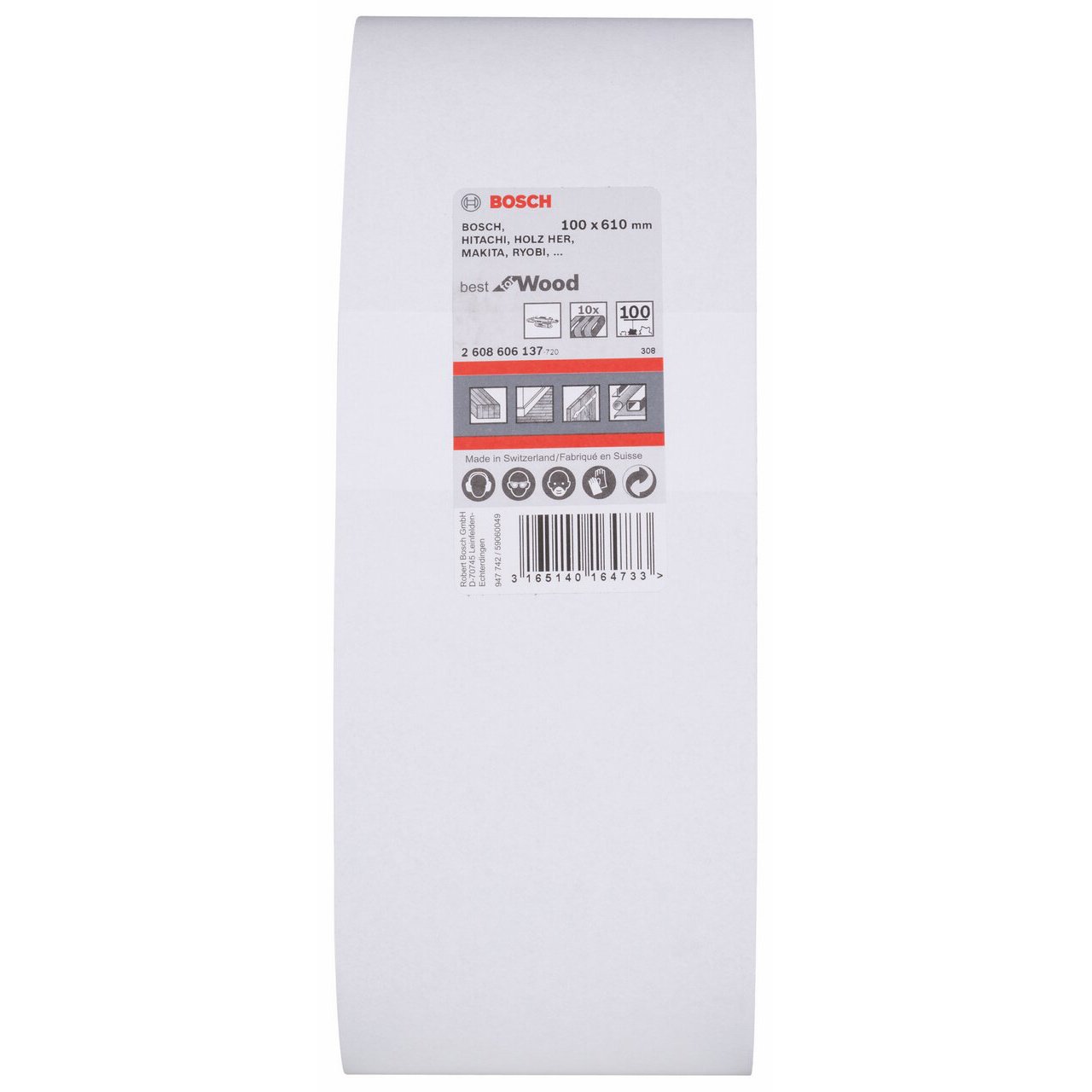 Bosch Accessories 10 pcs. Sanding Belt Set X440 Best for Wood and Paint (100 x 610 mm, Grit 100, Accessories for Belt Sanders)