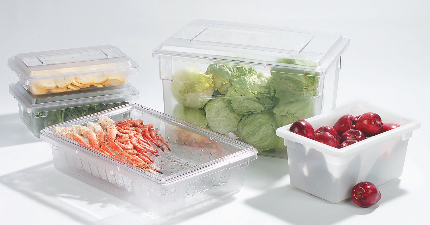 Carlisle FoodService Products Storplus Food Storage Container with Stackable Design for Catering, Buffets, Restaurants, Polyethylene (Pe), 12.5 Gallon, White, (Pack of 4)