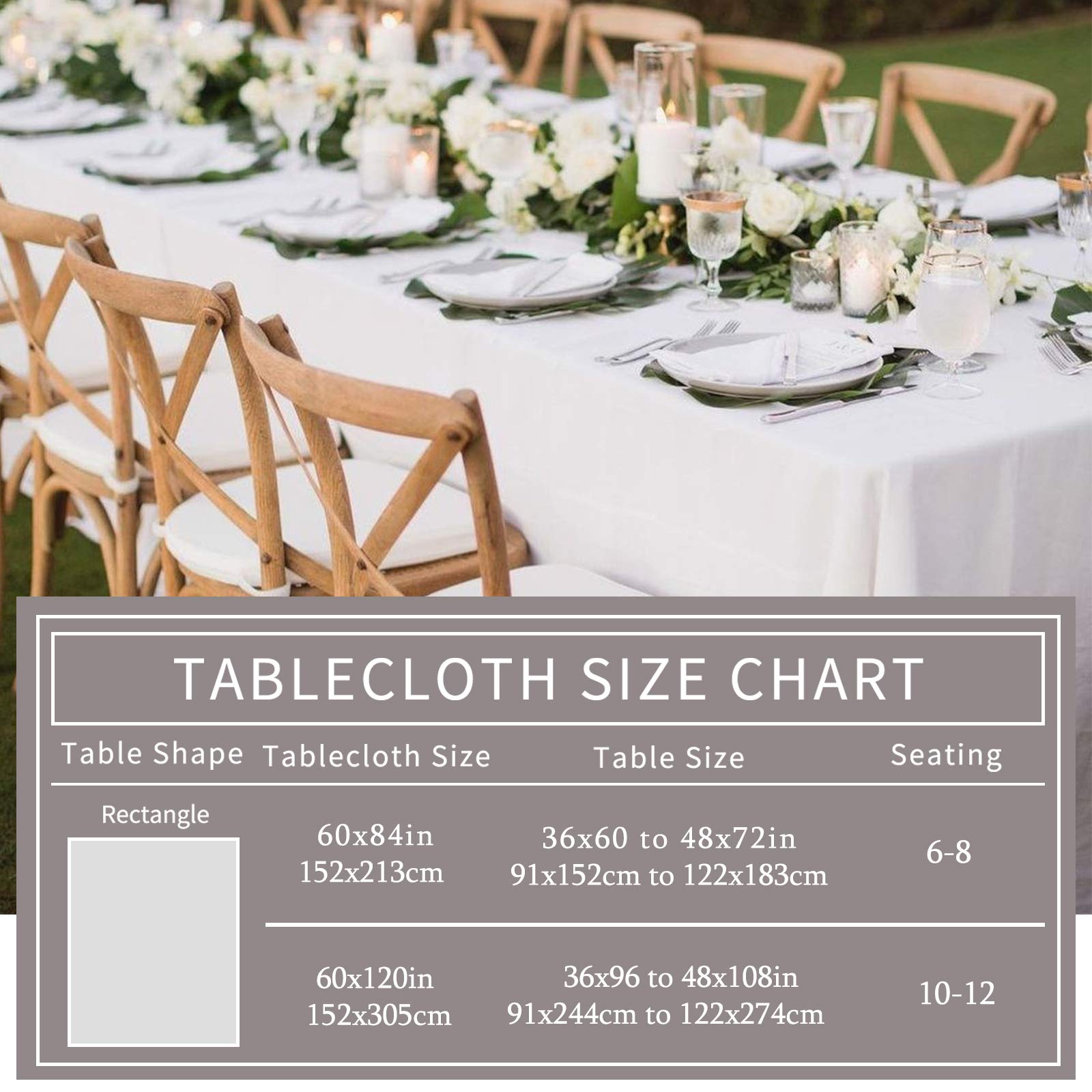 SoarDream Wedding Tablecloth Rectangle 60x84 Inch White Fabric Table Cloth Water Resistant Table Cover for Baby Shower Banquet Parties Decoration