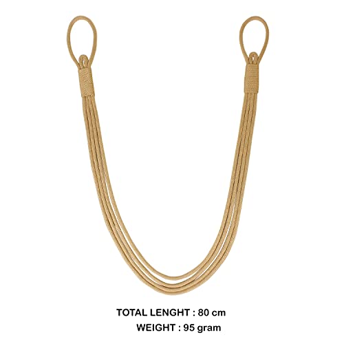 MALOINTEX 2 Pack Curtain 4 Strand Ropes Tiebacks Tie-Backs, Curtain Handmade Holdbacks, Polyester 4 Strand Cord Rope Tieback - Gold