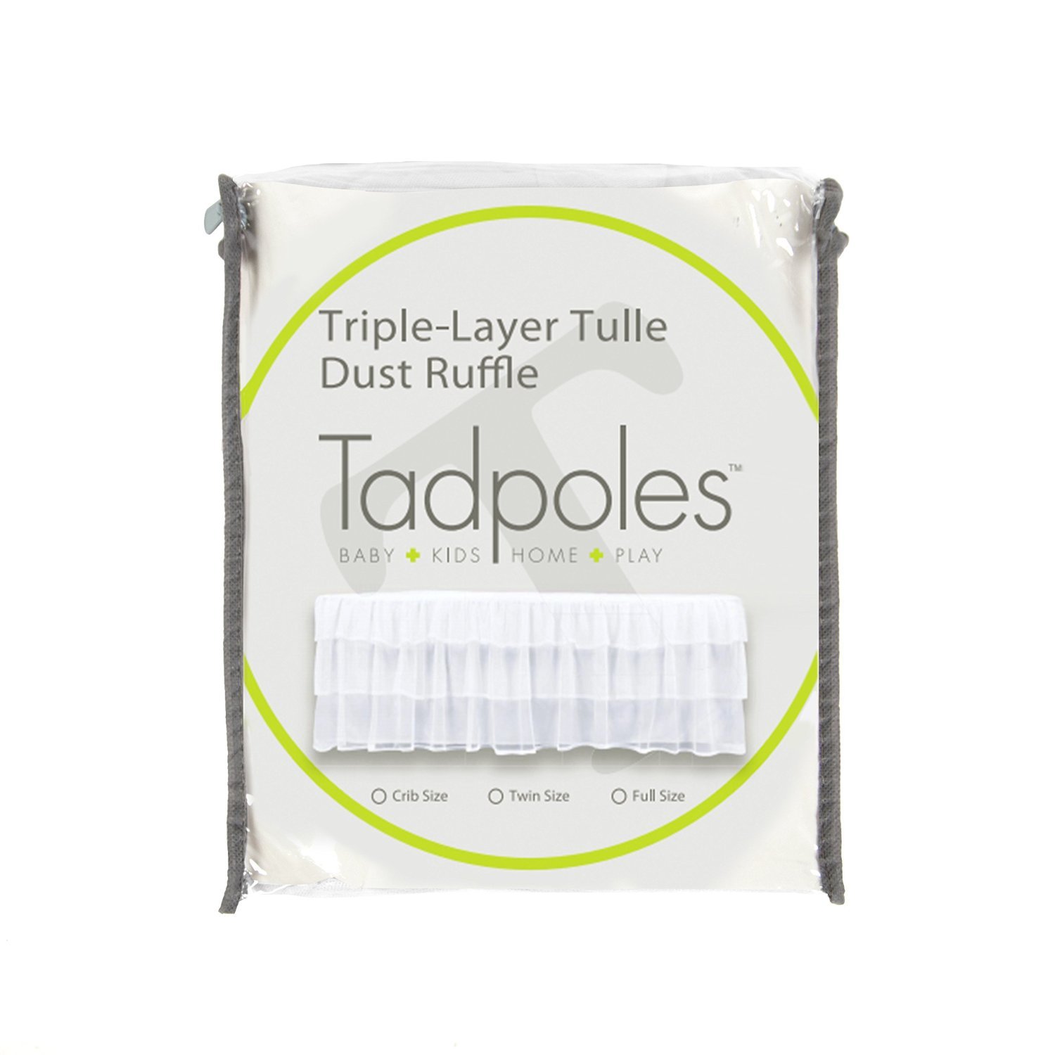 Tadpoles Triple Layer Tulle Crib Skirt | 28" x 52" with a 16" Drop | Made of 100% Polyester Panels, 80% Polyester & 20% Cotton Lining | Soft, Smooth & Durable | Ideal for Babies | White