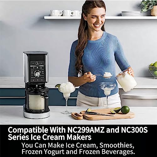 JDPNJSI Containers Replacement for Ninja Creami Pints and Lids - 4 Pack, 16oz Compatible with NC301 NC300 NC299AMZ Series Ice Cream Maker, BPA Free and Dishwasher Safe, Grey/Blue/Pink/Green