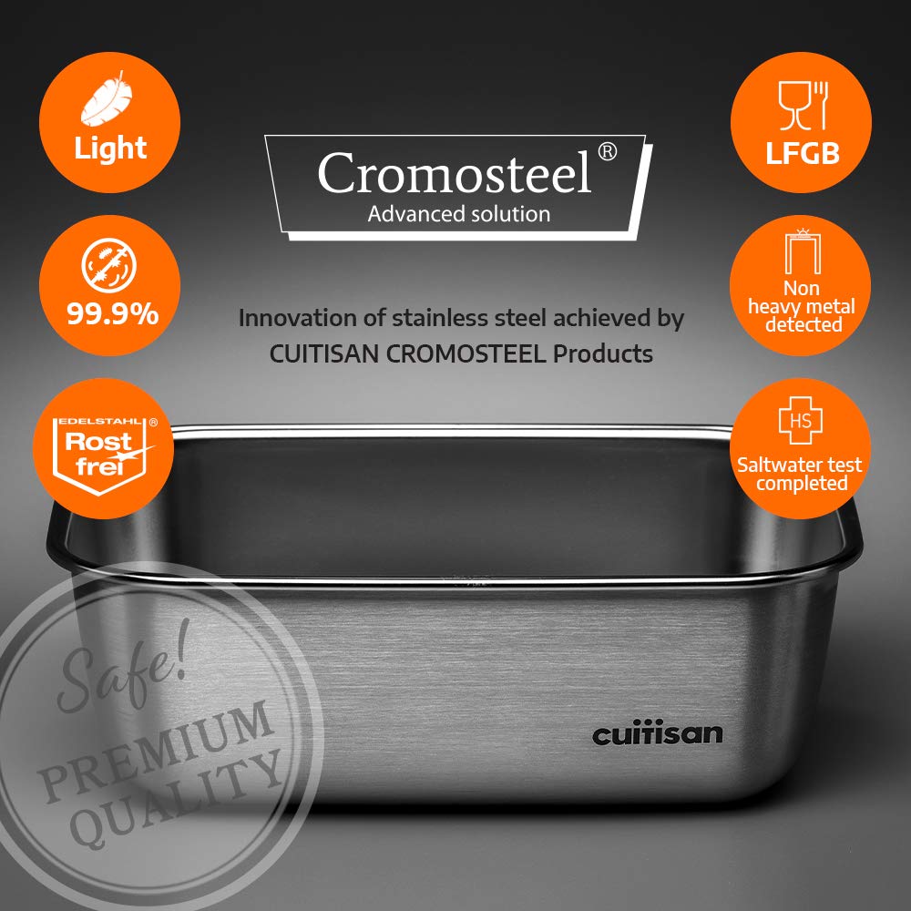 CUITISAN SIGNATURE RECTANGLE AIRTIGHT CONTAINER NO. 6 34.2oz, STAINLESS STEEL FOOD CONTAINER, WATERPROOF, MICROWAVE and DISHWASHER AVAILABLE