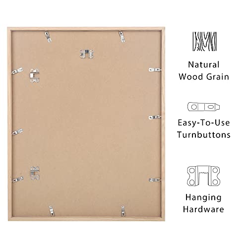 KAUND 12x16 Picture Frames, Oak Wood Photo Frames with High Definition Glass,Natural Poster Frame for Wall Art(C02-High Definition Glass, Medium