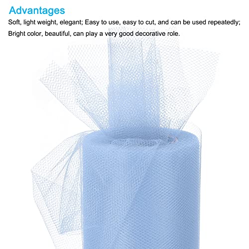 MECCANIXITY Tulle Ribbon Rolls Netting Fabric Spools 6 inch 25 Yards Light Blue for Christmas Wrapping Wedding DIY Crafts