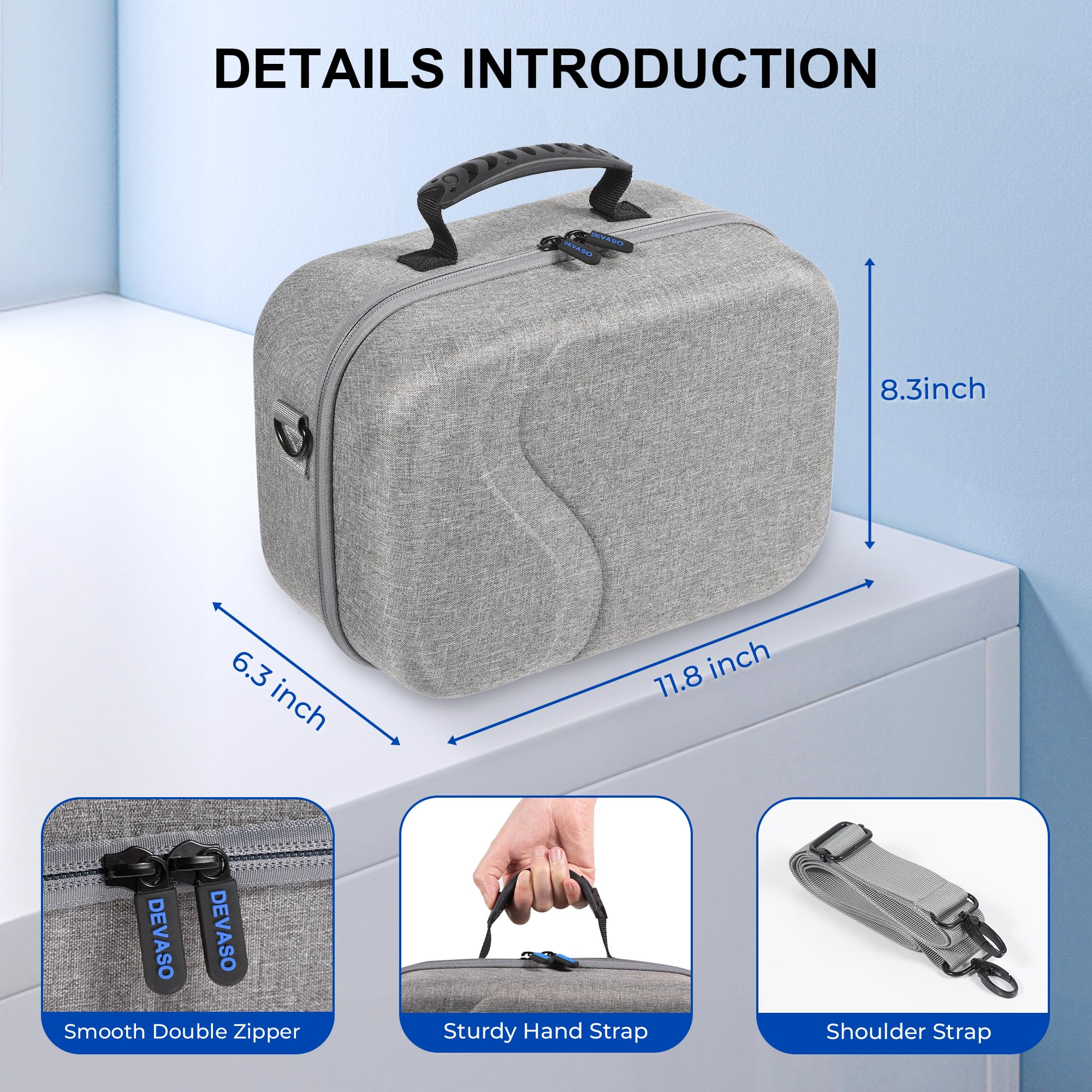 DEVASO Carrying Case for Meta Quest 3 Elite Strap, Travel Case for Quest 3 VR Gaming Headset and Controllers Accessories, Suitable for Travel and Home Storage