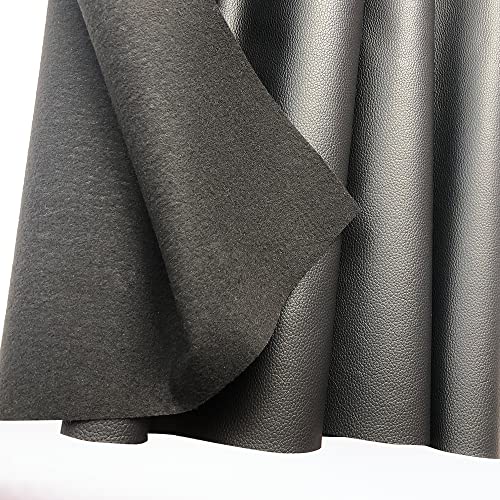 Large Soft Vinyl Upholstery Leather Pebbled Leather Fabric 1 Yard 56.3x36", 0.8mm Thick Faux Synthetic Leather Fabric for Upholstery, Bags, Sofas, Car Seats, Hair Bows, Earrings DIY Crafts (Black)