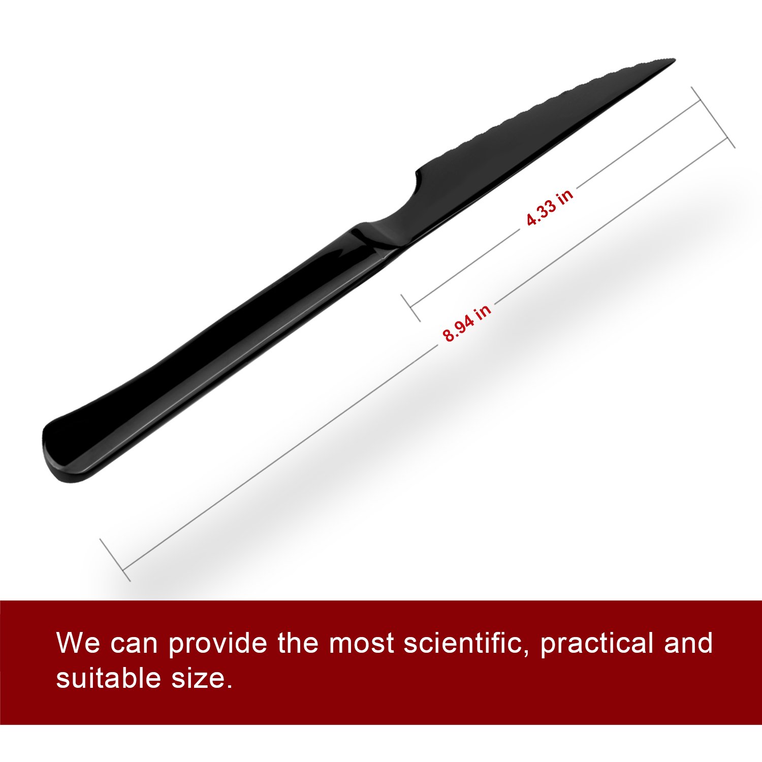 culterman black steak knives Ultra-Sharp Stainless Steel Cutlery Set,Dinner Knives 6-Piece Stainless Steel kitchen Serrated Best Steak Knife (Black)