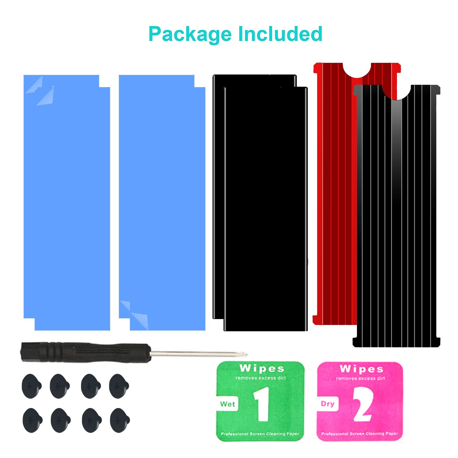 M.2 NVMe heatsink, 2280 SSD Heat Sink Support Single Double Sided with Thermal Silicone Pads for PC / PS5 M.2 PCIE NVMe SSD or M.2 SATA SSD-(2PCS)