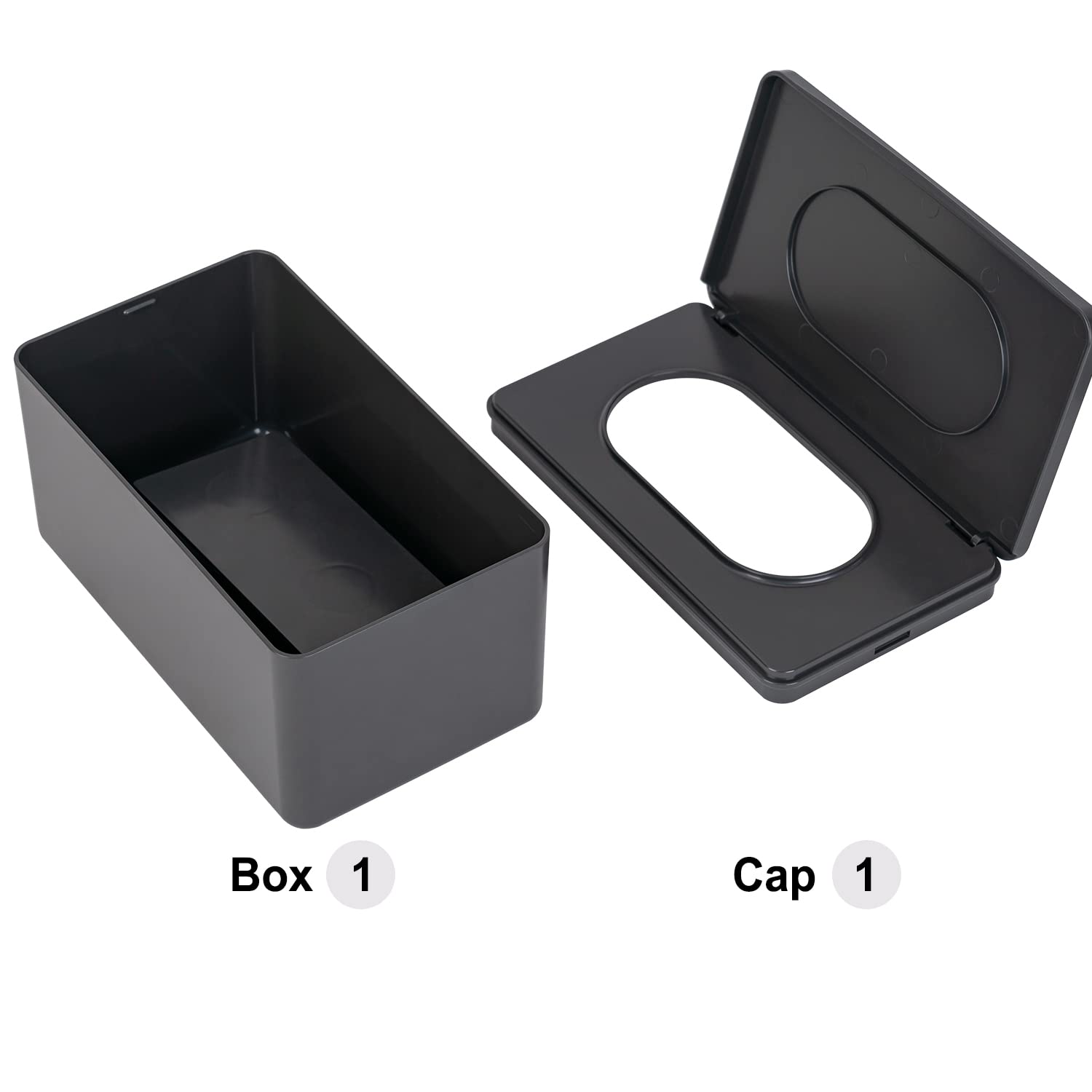 Carrotez Wet Wipe Dispenser Holder Container Baby Pull Wipes Fresh One hand Operation with Lid - Black