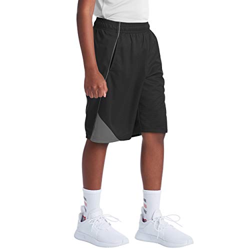Champion Boy's Color Block - 9" Inseam Shorts, Ebony/Hardware Gray, Medium US