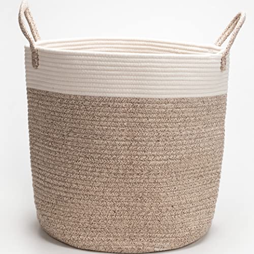 Large Woven Storage Basket, Woven Baby Laundry Basket, Woven Cotton Storage Basket for Closet Rack, Blanket Basket, Toy Basket, Quilt Pad Laundry Basket