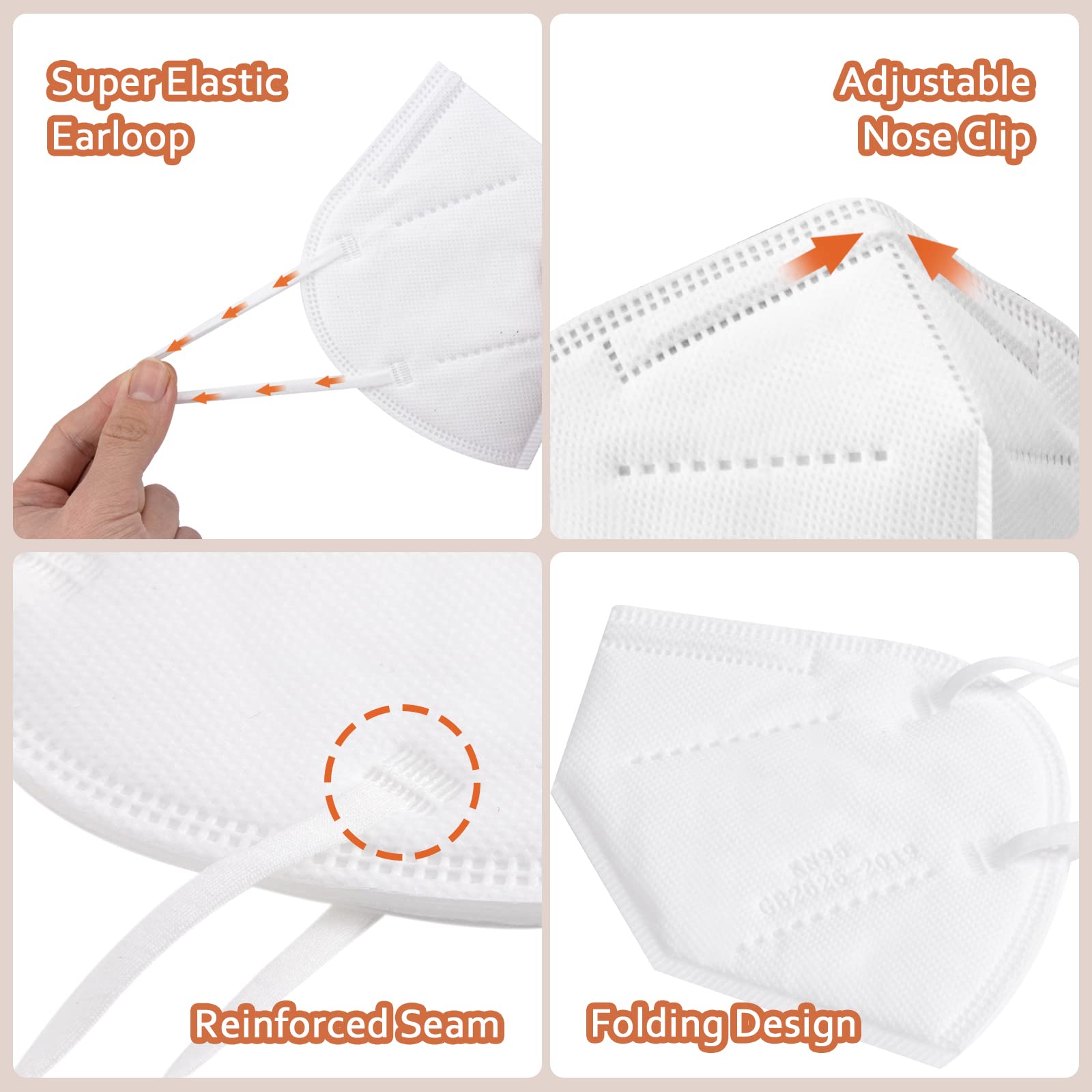 Borje KN95 Face Masks 50 Pcs, 5-Ply Protection Multicolor KN95 Mask, Disposable Face Masks for Adults