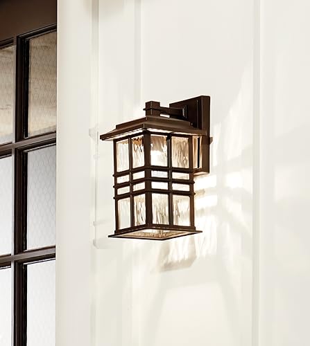 Beacon Square 12" 1 Light Outdoor Wall Light with Clear Hammered Glass in Olde Bronze®