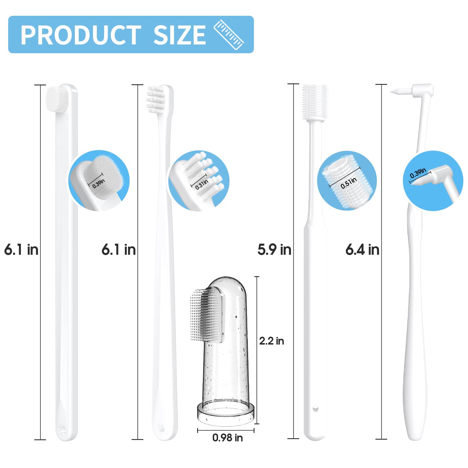 VVHOMIFE Small Dog Toothbrush Kit,Puppy Tooth Brushing Kit, Suitable for All Puppy and Samll Dogs Dental Care. White, Soft Bristles, Meet All Cleaning Needs, Multi-Functional Dental Cleaning.