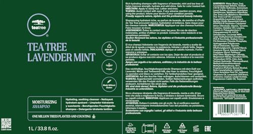 Tea Tree Lavender Mint Moisturizing Shampoo, Hydrates + Soothes, For Coarse + Dry Hair, 33.8 fl. oz.